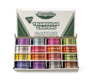 crayola triangular crayon classpack, toddler crayons, 16 assorted colors, 256 count, bulk