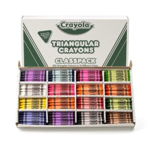 Crayola Triangular Crayon Classpack, Toddler Crayons, 16 Assorted Colors, 256 Count, Bulk