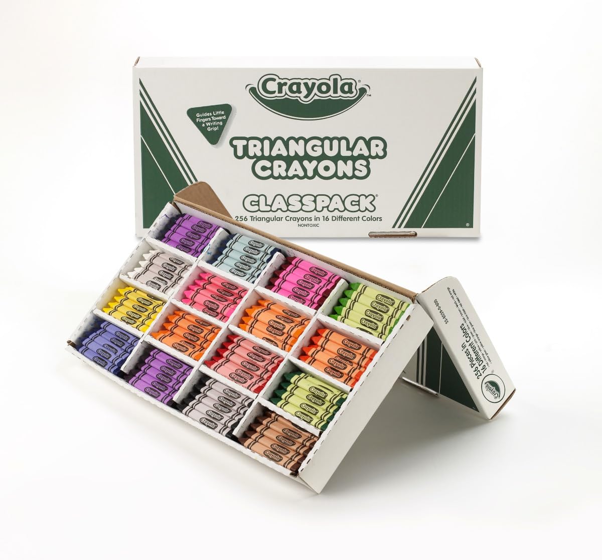 Crayola Triangular Crayon Classpack, Toddler Crayons, 16 Assorted Colors, 256 Count, Bulk