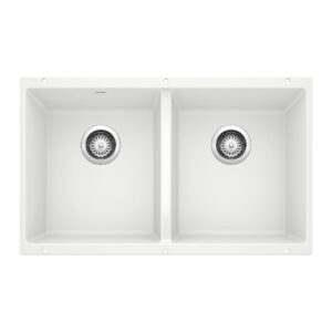 blanco 516320 equal white precis silgranit 50/50 double bowl undermount kitchen sink