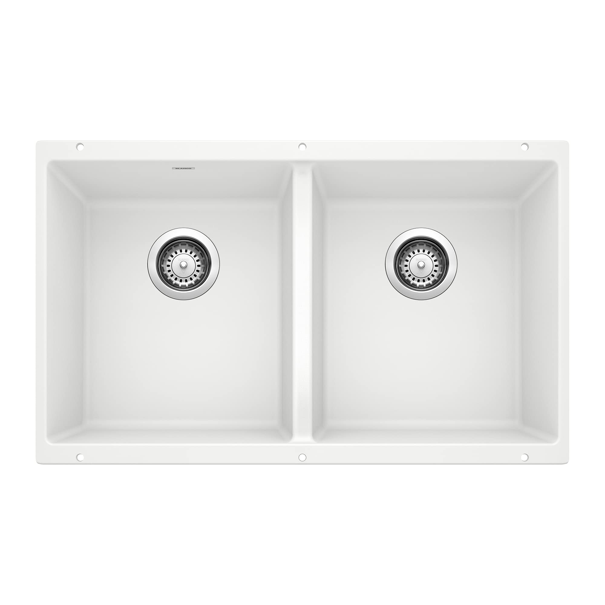 BLANCO 516320 Equal White Precis Silgranit 50/50 Double Bowl Undermount Kitchen Sink