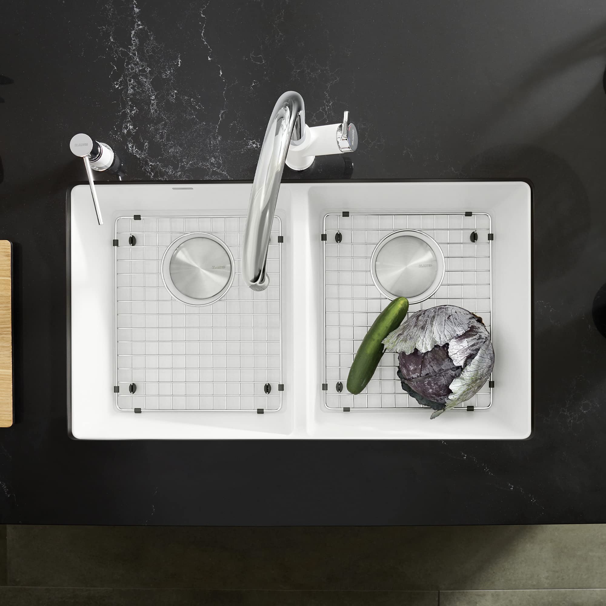 BLANCO 516320 Equal White Precis Silgranit 50/50 Double Bowl Undermount Kitchen Sink