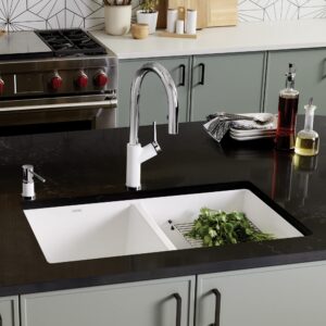 BLANCO 516320 Equal White Precis Silgranit 50/50 Double Bowl Undermount Kitchen Sink