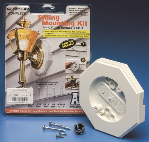 Arlington 8141 Vertical Siding Lamp Mounting Kit with Built-in Box for 1/2 Inch Vertical Siding LAP