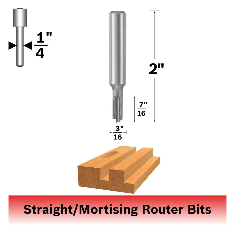 BOSCH 85279M 3/16 In. x 7/16 In. Carbide Tipped 1-Flute Straight Bit