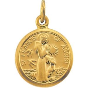 14k yellow gold st. francis of assisi religious medal pendant necklace 10.15x12mm jewelry for women