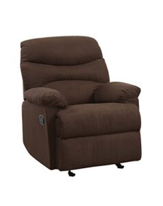 acme furniture arcadia recliner in chocolate and brown