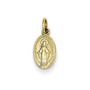 the black bow 14k yellow gold tiny our lady of graces medal charm or pendant enhancer