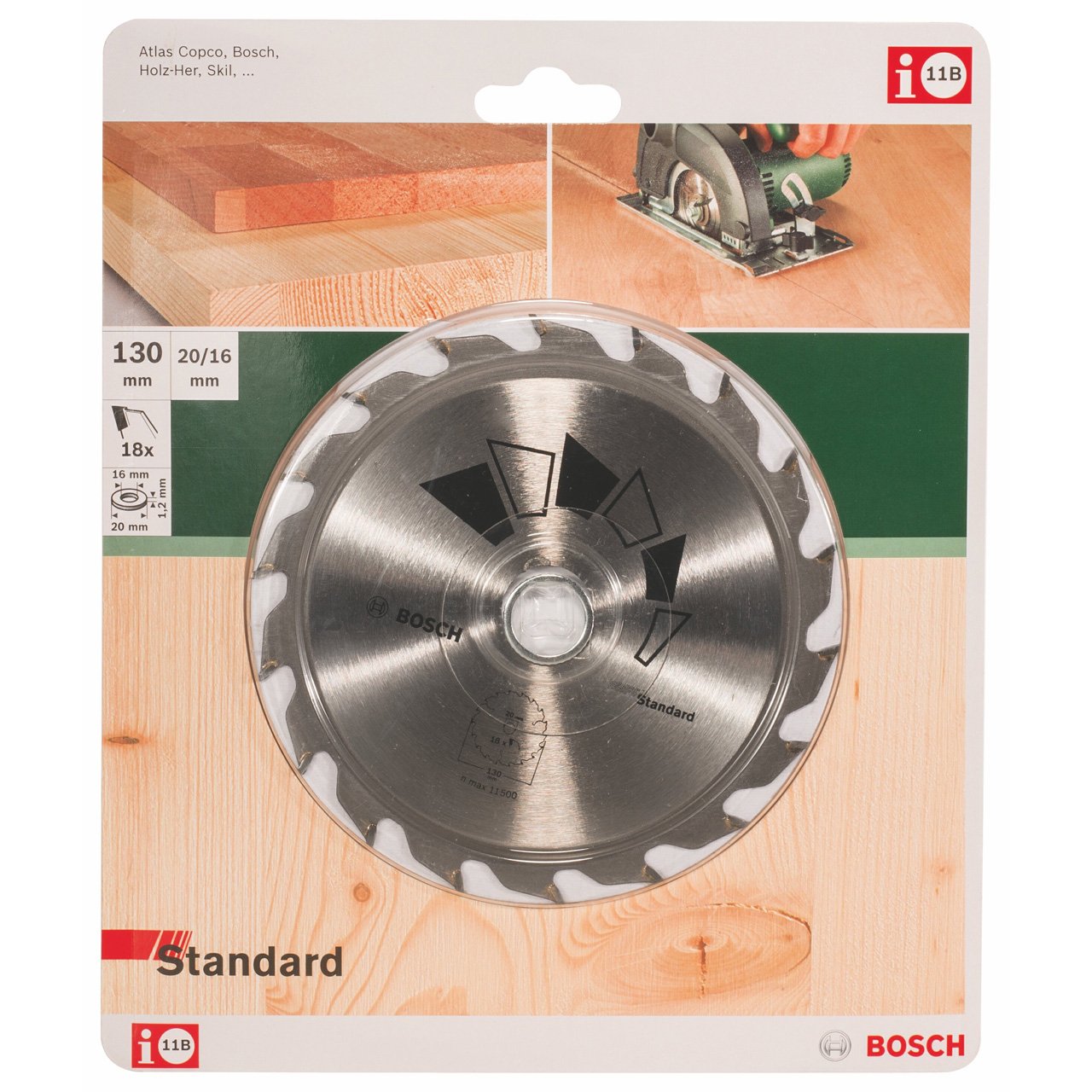 Bosch 2609256802 Standard Circular Saw Blade,130 x 1,2 x 20/16 mm, 18 teeth