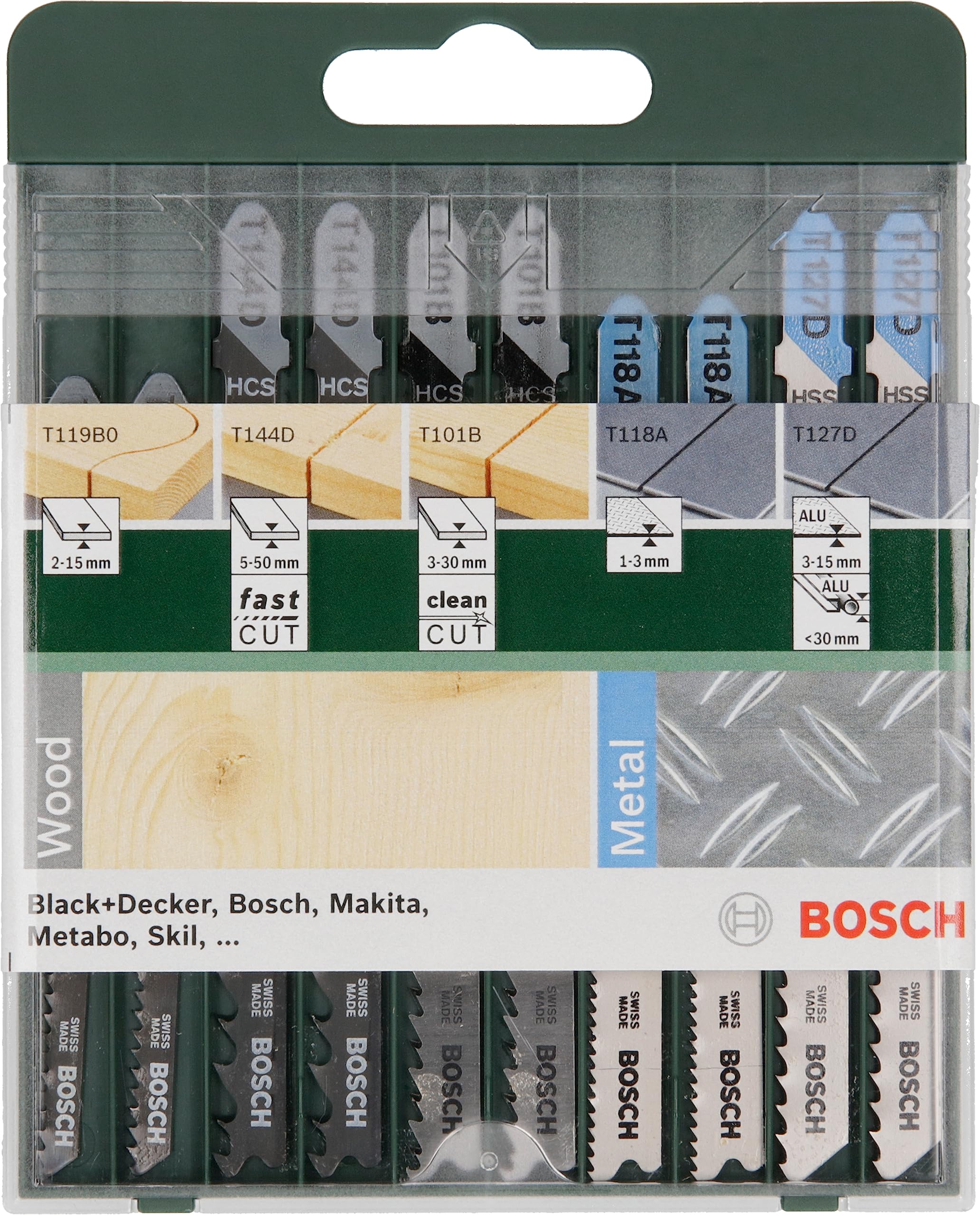 Bosch DIY 10tlg. Stichs盲geblatt-Set Wood and Metal zum S盲gen in Holz und Metall