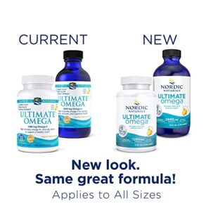 Nordic Naturals Ultimate Omega Liquid, Lemon Flavor - 8 oz - 2840 mg Omega-3 - High-Potency Omega-3 Fish Oil Supplement with EPA & DHA - Promotes Brain & Heart Health - Non-GMO - 48 Servings