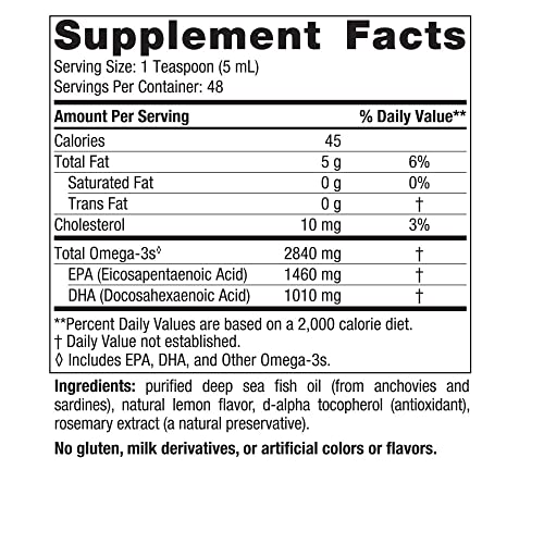 Nordic Naturals Ultimate Omega Liquid, Lemon Flavor - 8 oz - 2840 mg Omega-3 - High-Potency Omega-3 Fish Oil Supplement with EPA & DHA - Promotes Brain & Heart Health - Non-GMO - 48 Servings