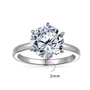 Personalize Wedding Classic Timeless Cubic Zirconia 3CT AAA CZ 6 Prong Setting Round Brilliant Cut Solitaire Engagement Ring For Women Thin 2MM Band .925 Sterling Silver Customizable