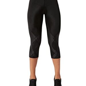 CW-X Women's Mid Rise 3/4 Capri Stabilyx Compression Legging Tights, Black, Small