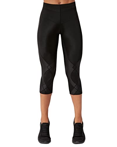 CW-X Women's Mid Rise 3/4 Capri Stabilyx Compression Legging Tights, Black, Small