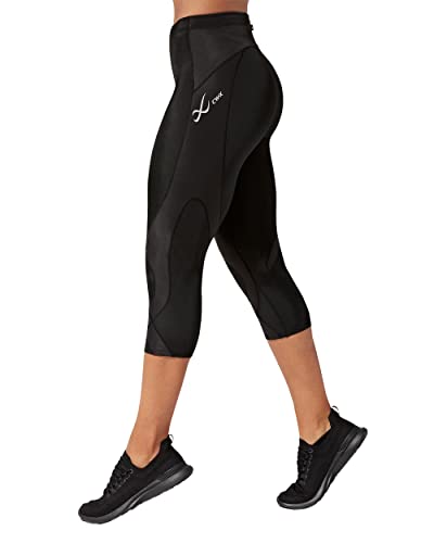 CW-X Women's Mid Rise 3/4 Capri Stabilyx Compression Legging Tights, Black, Small