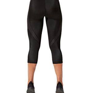 CW-X Women's Mid Rise 3/4 Capri Stabilyx Compression Legging Tights, Black, Small