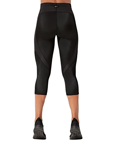 CW-X Women's Mid Rise 3/4 Capri Stabilyx Compression Legging Tights, Black, Small