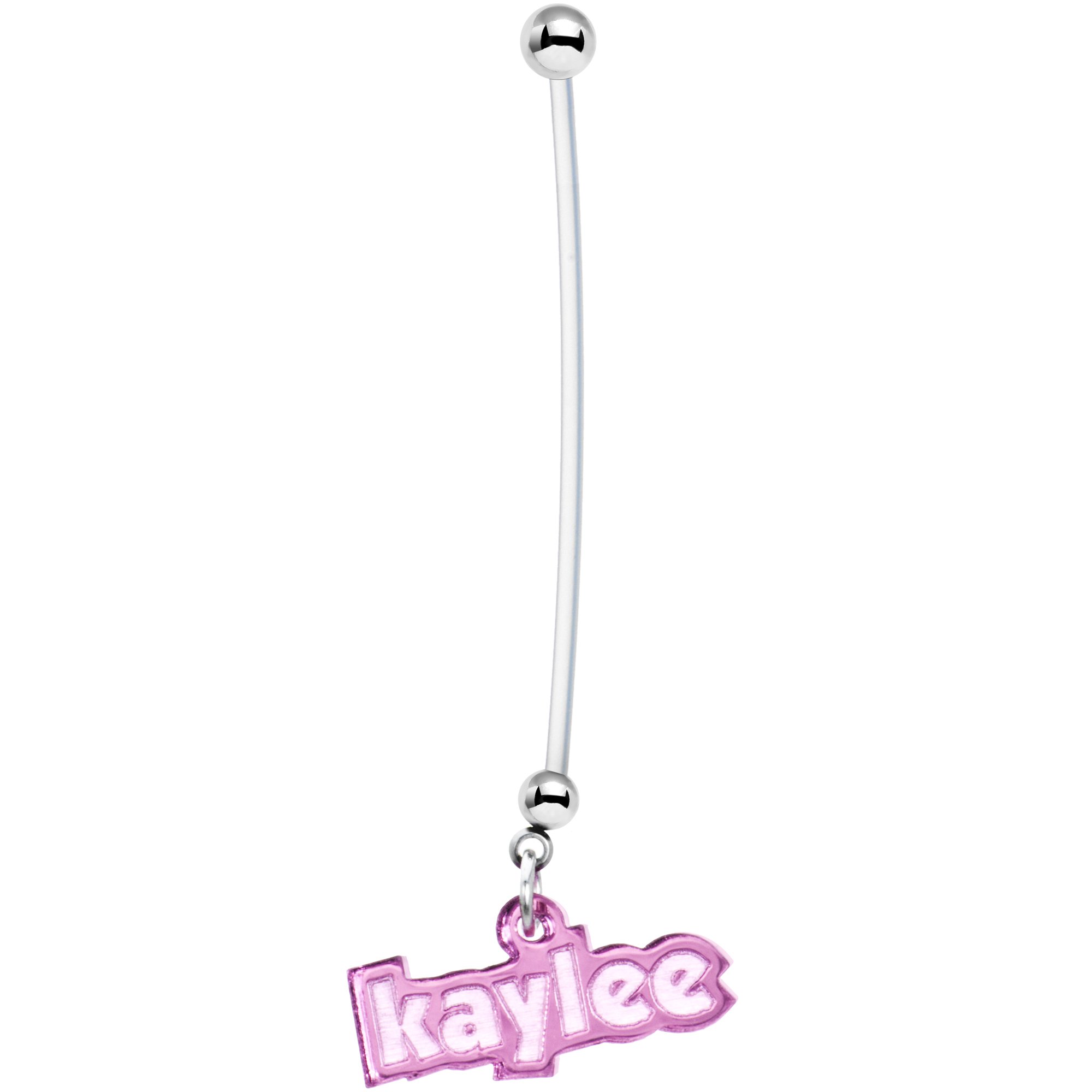 Body Candy Customizable Pink Acrylic Personalized Name Pregnancy Belly Button Ring