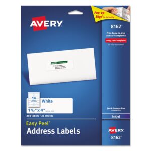 averyamp;reg; easy peel address labels for inkjet printer, 1-1/3 x 4, white, 350/pack