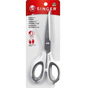 singer 07180 6-1/2-inch sewing scissors with pink and white comfort grip, silver