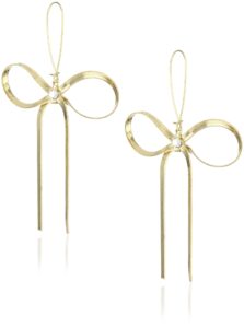 betsey johnson textured bow drop earrings