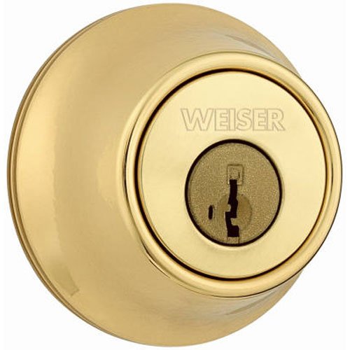 WEISER LOCK GDC9471 3BR KW K3 RLR2 MS Single Cylinder Deadbolt, Bright Brass