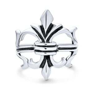 bling jewelry antique style religious fleur de lis ring for women for men oxidized .925 sterling silver