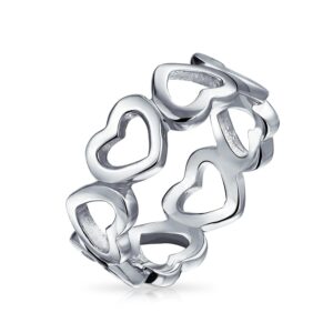 bff friendship alternating romantic open heart eternity band promise ring for women teen girlfriend .925 sterling silver