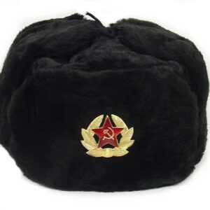 Hat Russian Soviet Army Black KGB * Fur Military Cossack Ushanka * Size L