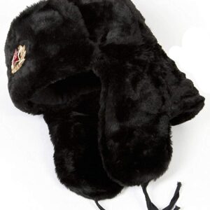 Hat Russian Soviet Army Black KGB * Fur Military Cossack Ushanka * Size L