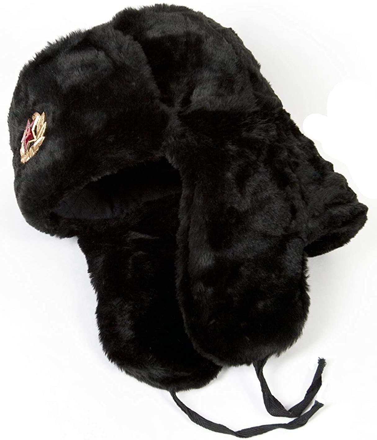 Hat Russian Soviet Army Black KGB * Fur Military Cossack Ushanka * Size L