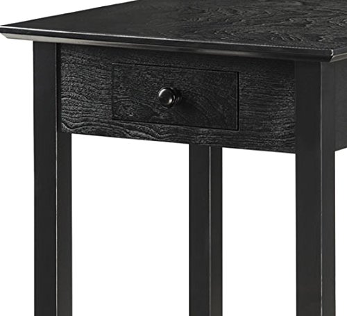 Convenience Concepts American Heritage End Table with Drawer and Shelf, Black