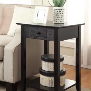 Convenience Concepts American Heritage End Table with Drawer and Shelf, Black