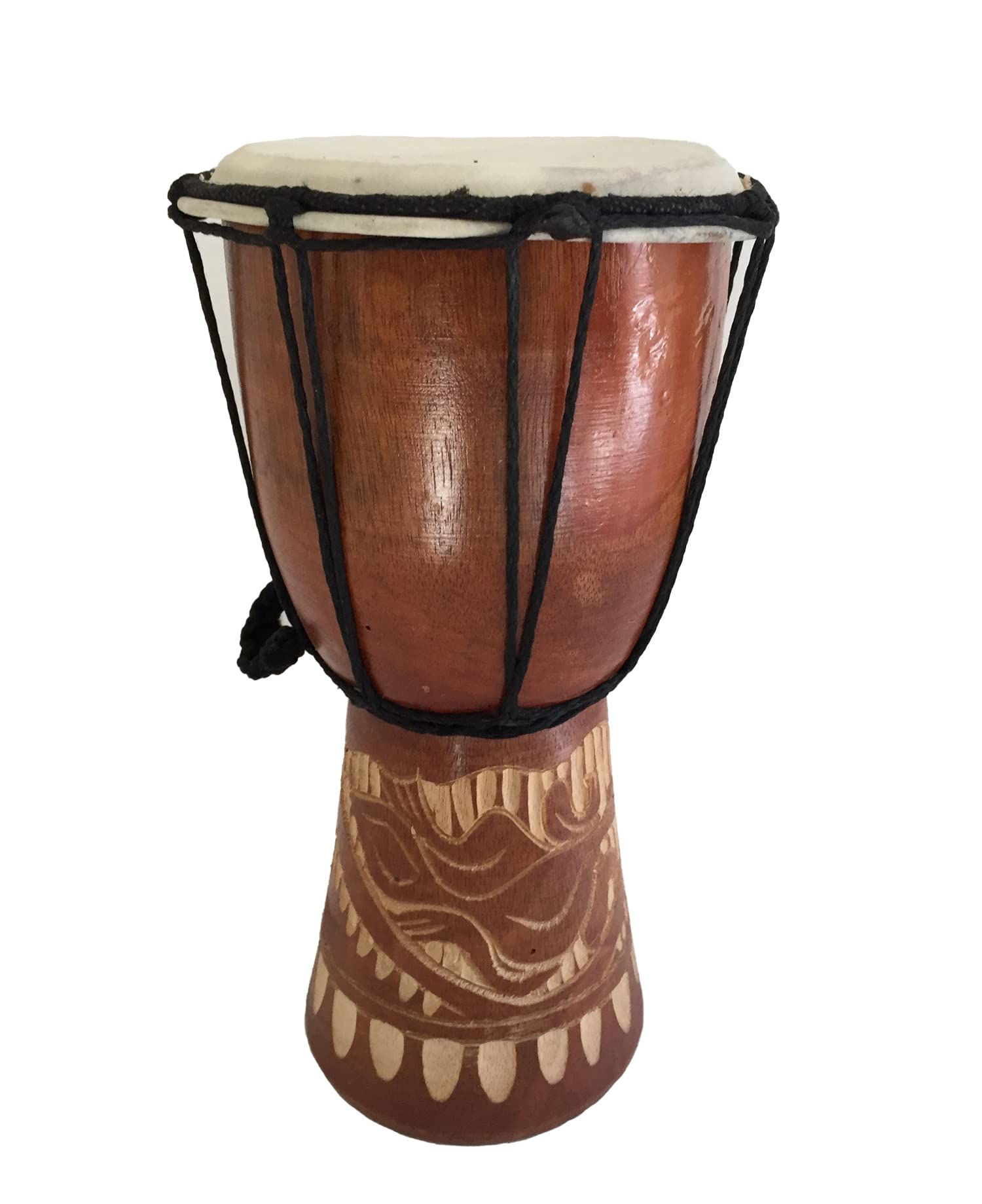 JIVE BRAND Djembe Drum Bongo Congo African Mahogany Wood Drum With Heavy Base Goat Skin Drum Head Hand Carved Professional Quality - 9" High - NOT MADE IN CHINA