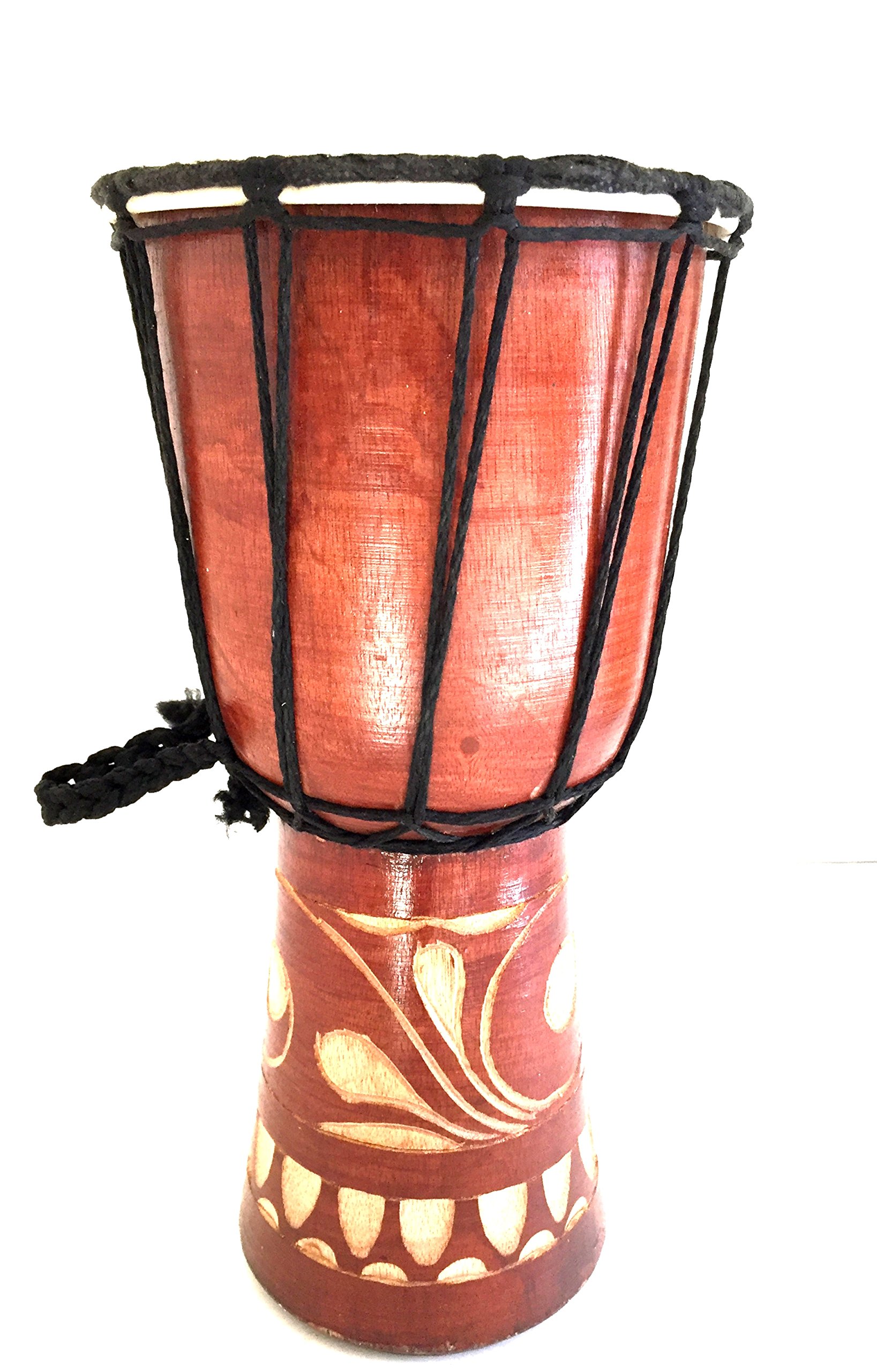 JIVE BRAND Djembe Drum Bongo Congo African Mahogany Wood Drum With Heavy Base Goat Skin Drum Head Hand Carved Professional Quality - 9" High - NOT MADE IN CHINA