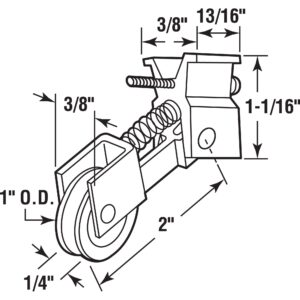 Slide-Co 112021 Screen Door Roller Assembly, 1-Inch Nylon Wheel, Miller,(Pack of 2)