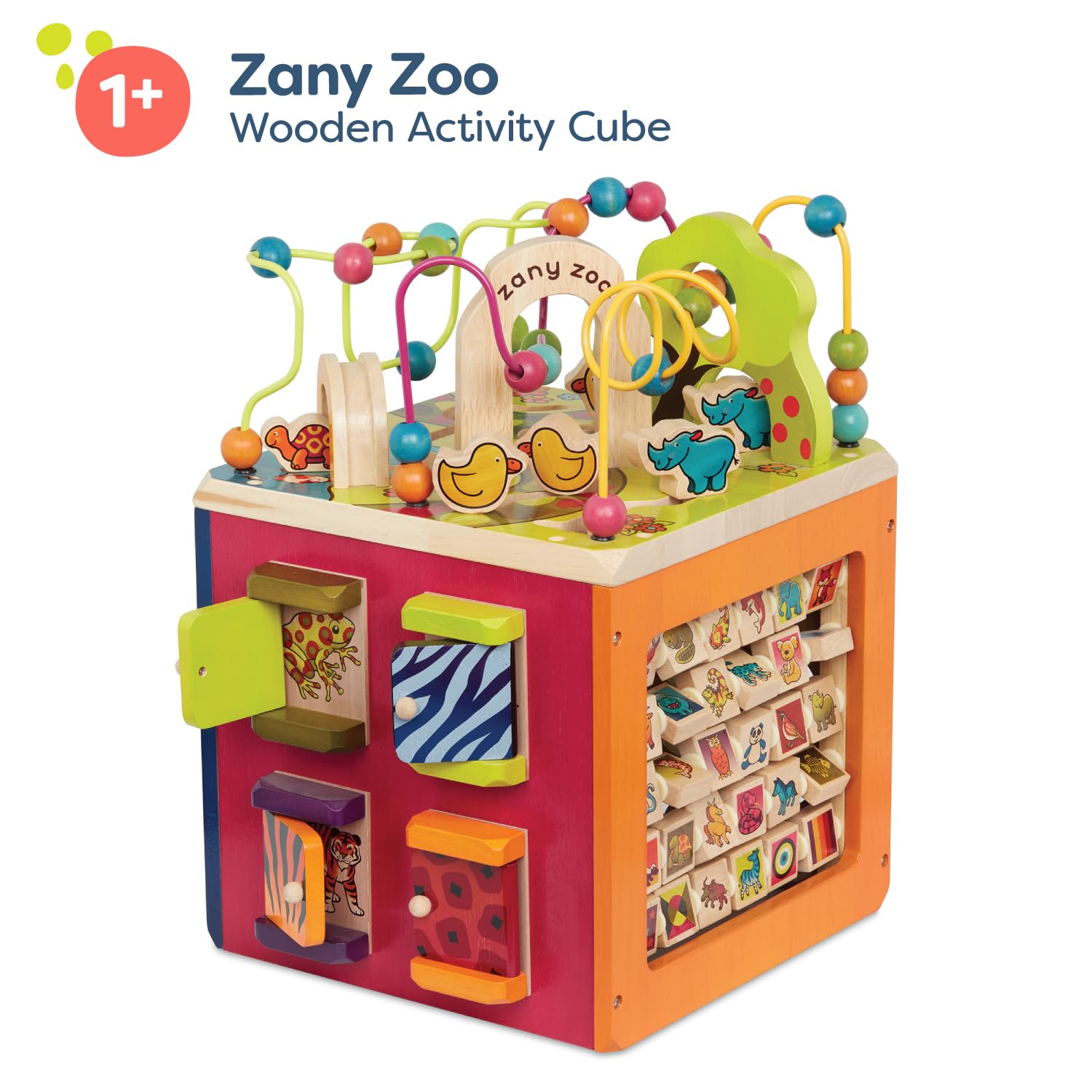 B. toys - Zany Zoo - Wooden Activity Cube - Educational Toys - Wooden Toys for Toddlers, Kids - 1 Year +