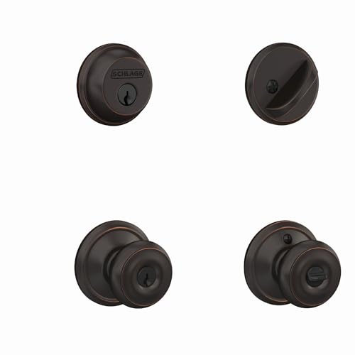 SCHLAGE FB50NVGEO716 Georgian Entry Deadbolt Lock, Aged Bronze