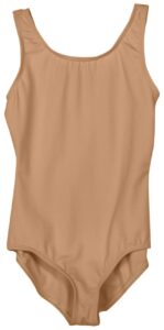 capezio girls' big team basic tank leotard, light suntan, medium