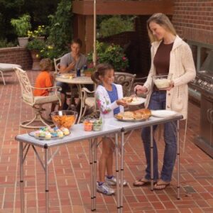 Coleman Pack-Away 4-in-1 Folding Table, Lightweight Outdoor Camping Table with 3 Adjustable Heights, Leveling Feet, & Securing Brackets; Great for Patio & Deck, Camping, Tailgating, & More