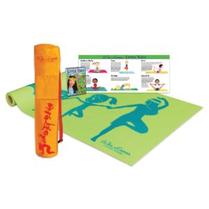 wai lana little yogis eco tote kit - award winning little yogis dvd, kids size 1/8 inch thick mat, tote, cartoon yoga poster