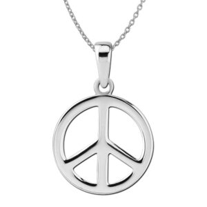 hawaiian silver jewelry peace sign necklace – 18 inch pendant necklace for women – premium 925 sterling silver necklace with peace symbol – modern boho chic design