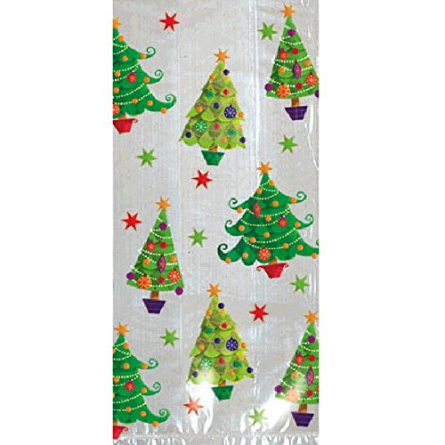 Multicolor Tree Small Cello Plastic Party Bags - 9.5" x 4" (20 Pack) - Perfect for Treats, Gifts & Celebrations