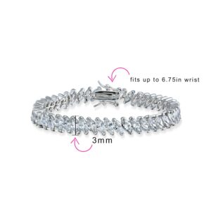 Bling Jewelry Traditional Bridal Vintage Style Cubic Zirconia Marquise Shape AAA CZ 25 CTW Alternating Clear Tennis Bracelet For Women Wedding Silver Plated 7 Inch