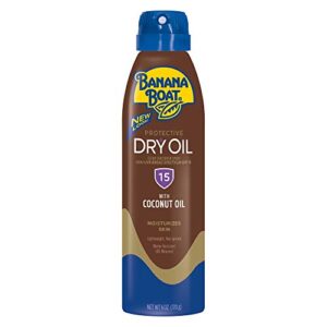 banana boat protective tanning dry oil clear spray sunscreen spf 15, oxybenzone free sunscreen, 6oz pack of 3, packaging may vary