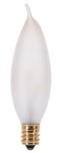 satco s3277 15 watt 95 lumens ca8 incandescent soft white 2700k candelabra base frosted light bulb, dimmable