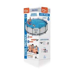 Bestway Steel Pro MAX 12 Foot x 30 Inch Round Metal Frame Above Ground Outdoor Backyard Swimming Pool Set with 330 GPH Filter Pump