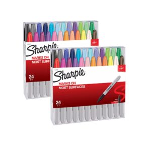 sharpie 75846 permanent markers, fine point, assorted colors, 2 sets of 24 markers