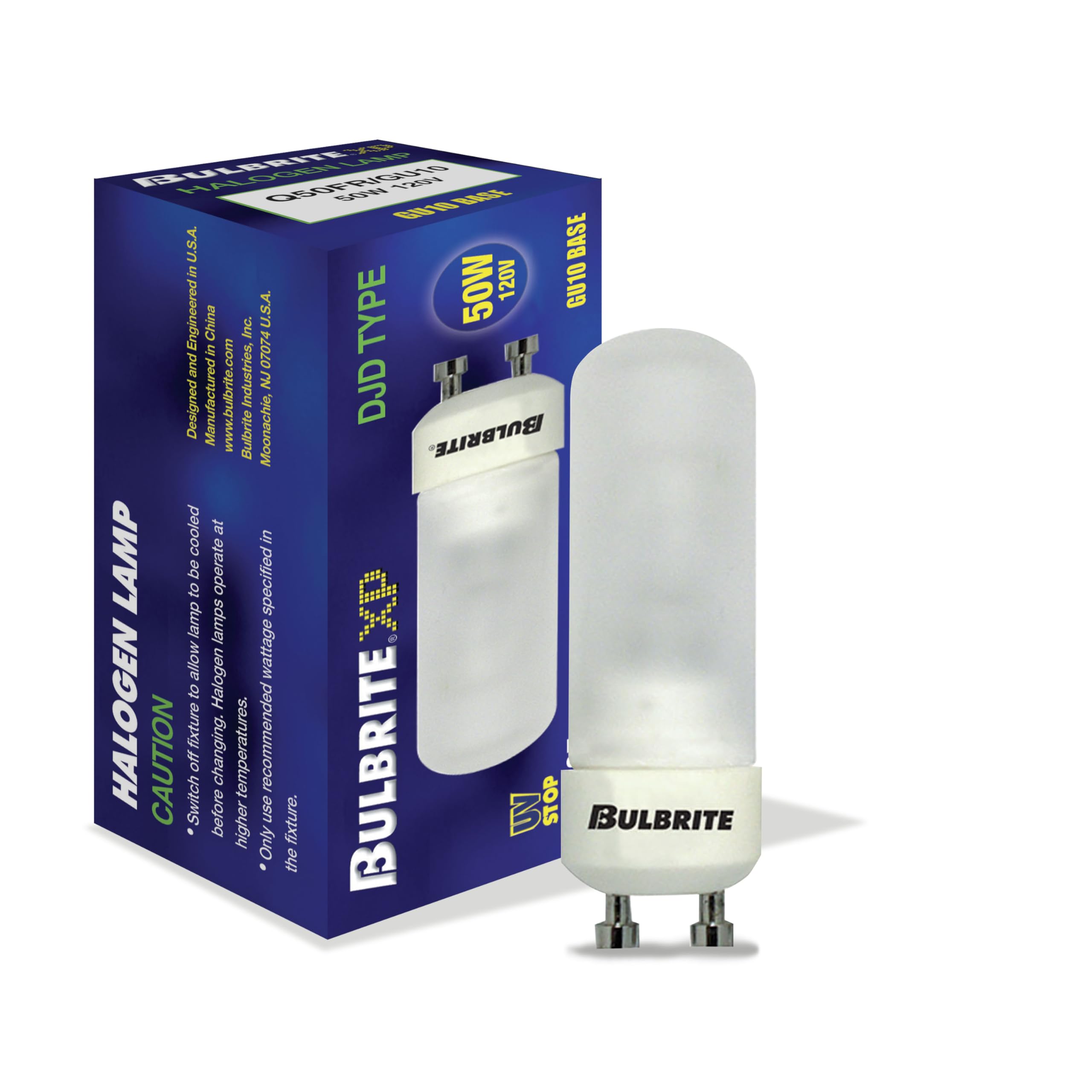 Bulbrite Q50FR/GU10 120-Volt Halogen DJD Type Tubular GU10 Bulb, Frosted, 50-Watt